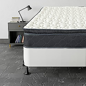 Spinal Solution 9-Inch Medium Firm Pillowtop Pocketed Coil Hybrid Mattress And 4" Low Profile Wood Box Spring Foundation Set, Queen