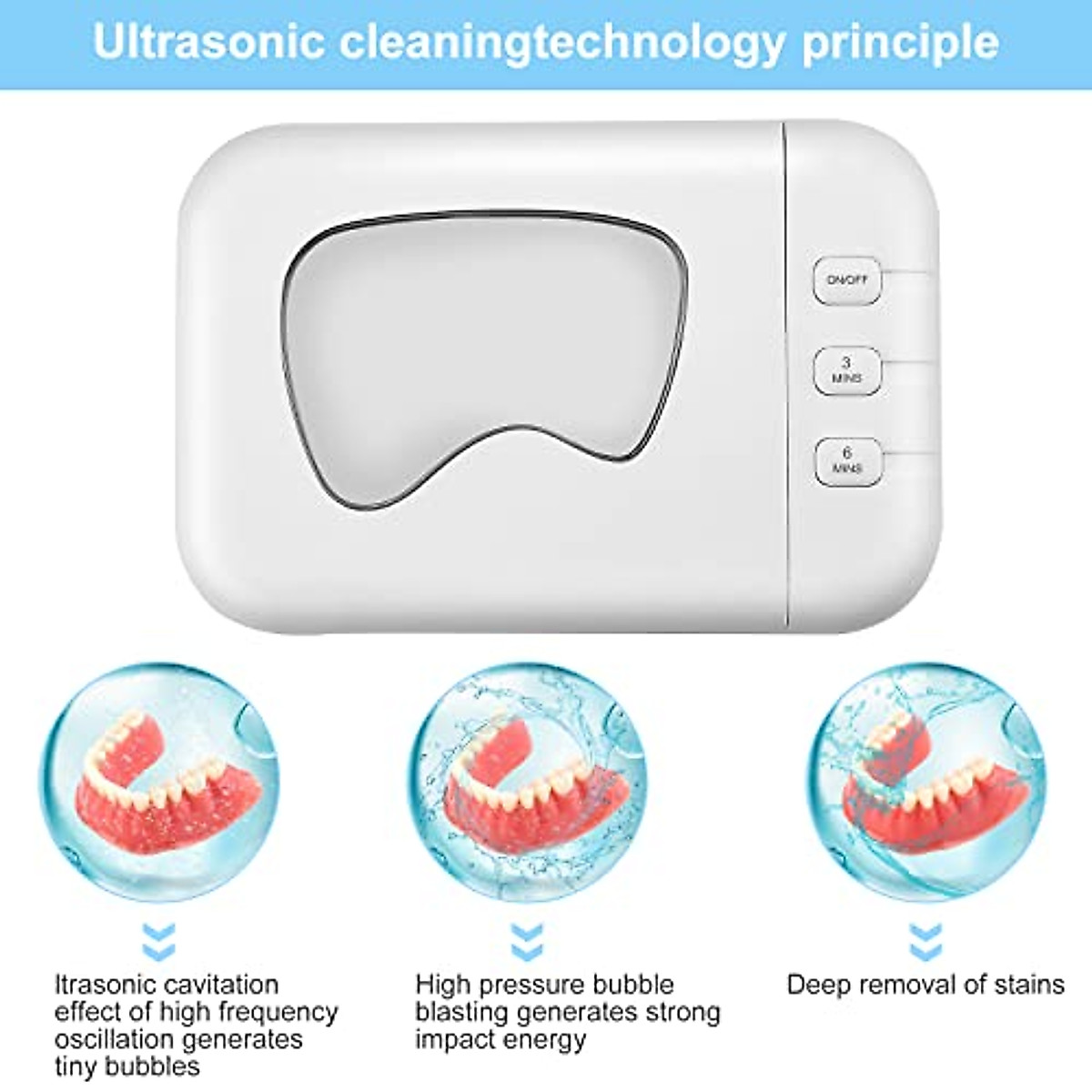 BlumWay Ultrasonic Denture Cleaner 200ml False Teeth Cleaning Machine, Very Safe Simple and Efficient Denture Cleaning Device for Old Parents Thoughtful Gifts