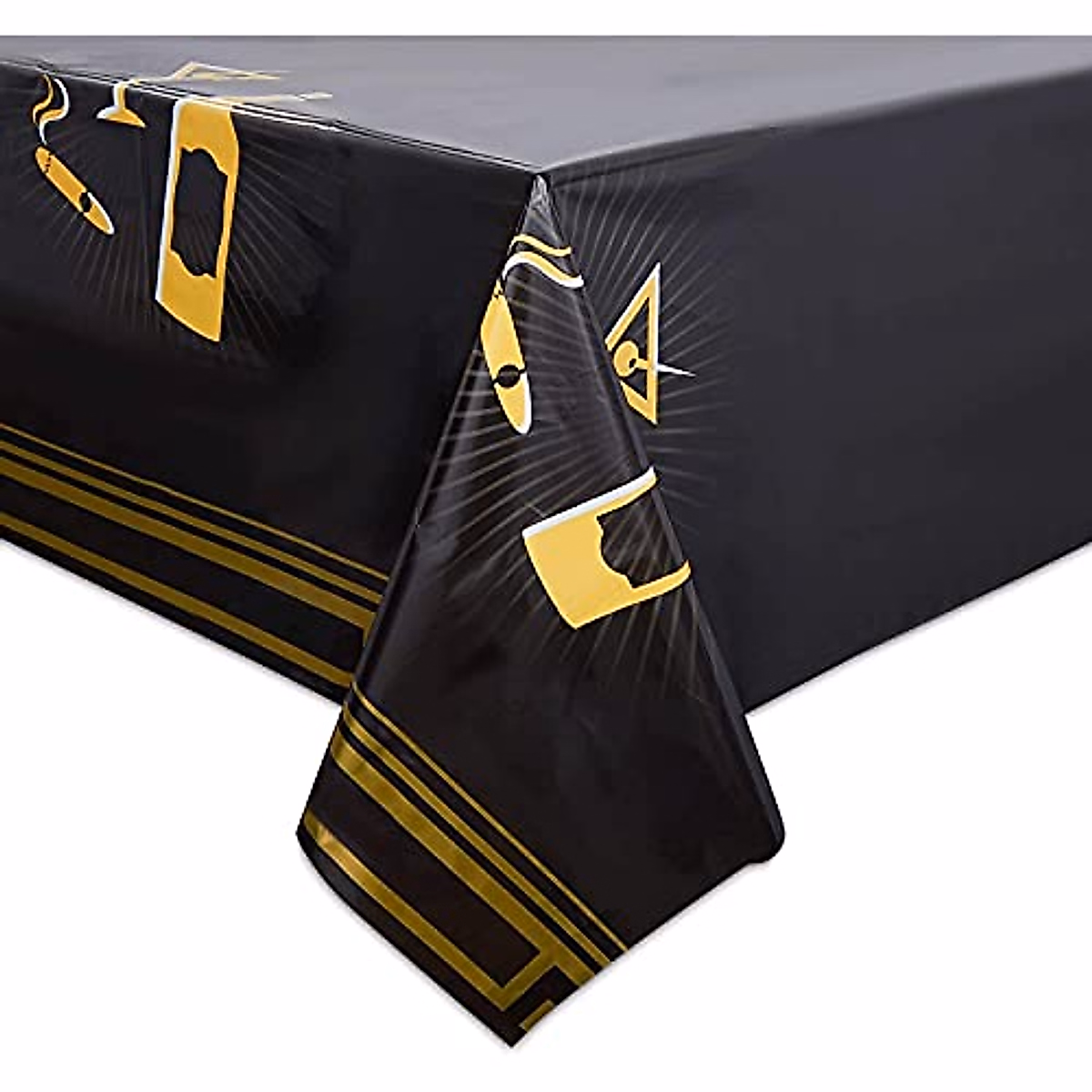 Black Plastic Tablecloth for Roaring 20's Party (54 x 108 in, 3 Pack)