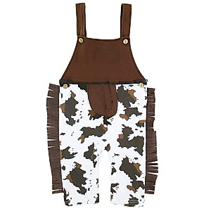 A&J DESIGN Halloween Baby Boys' Western Cowboy Romper Sets With Scarf And Hat (12-18 Months, Brown)