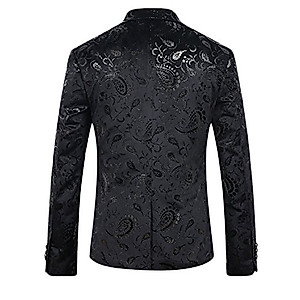 Men's luxury Casual Dress Suit Slim Fit Stylish Blazer Black Large, Black, Large