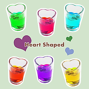 Valeways Shot Glasses, 1.5oz Heart Shaped Shot Glass Set of 6/Clear Shot Glasses/Super Cute Shot Glasses/Mini Shot Glasses