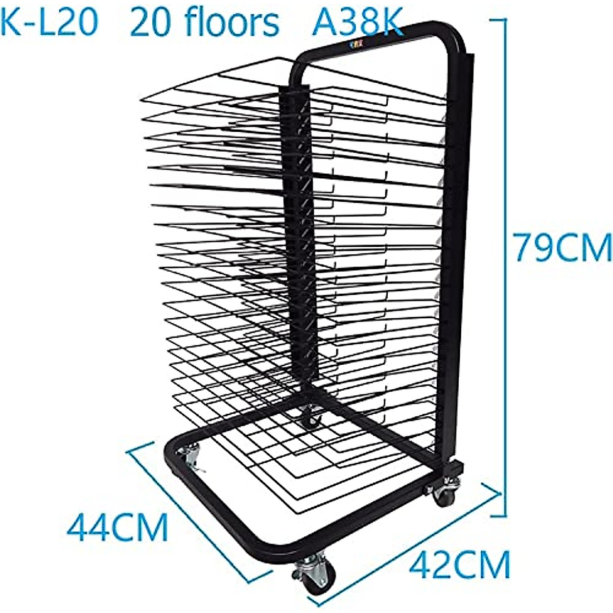 Ewatchaccessories Art Drying Rack, Solid Mobile Art Drying Rack with Wire Shelves for Works of Art Classrooms Studios and Home Use, Black Powder Coated Finish.Drying & Print Racks (Size : 20-Layer)