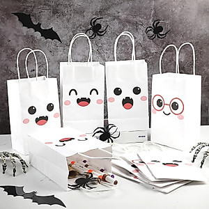 12Pcs Halloween Party Favor Bags Cute Ghost Themed Party Disposable Treat Bags with Handles Little Boo Gift Bags for Halloween Spooky Themed Trick or Treat Birthday Party Decorations Supplies