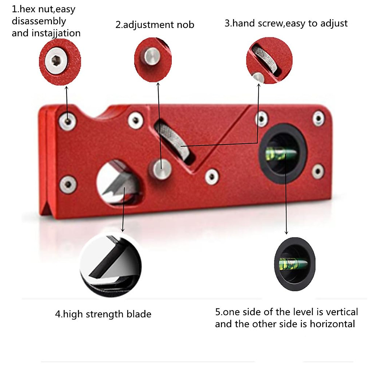 szhdxsy, Wood Planar carpenter's edge trimming tool, suitable for manual chamfering and planing of wood quick trimming,for Quick Edge Trimming and Chamfering,red