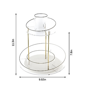 XING ZHONG Rotating Makeup Organizer, 2 Tier Spinning Makeup Countertop Organizer for Vanity with Makeup Brush Holder, Large Skincare Make Up Storage Perfume Organizers for Bathroom Counter