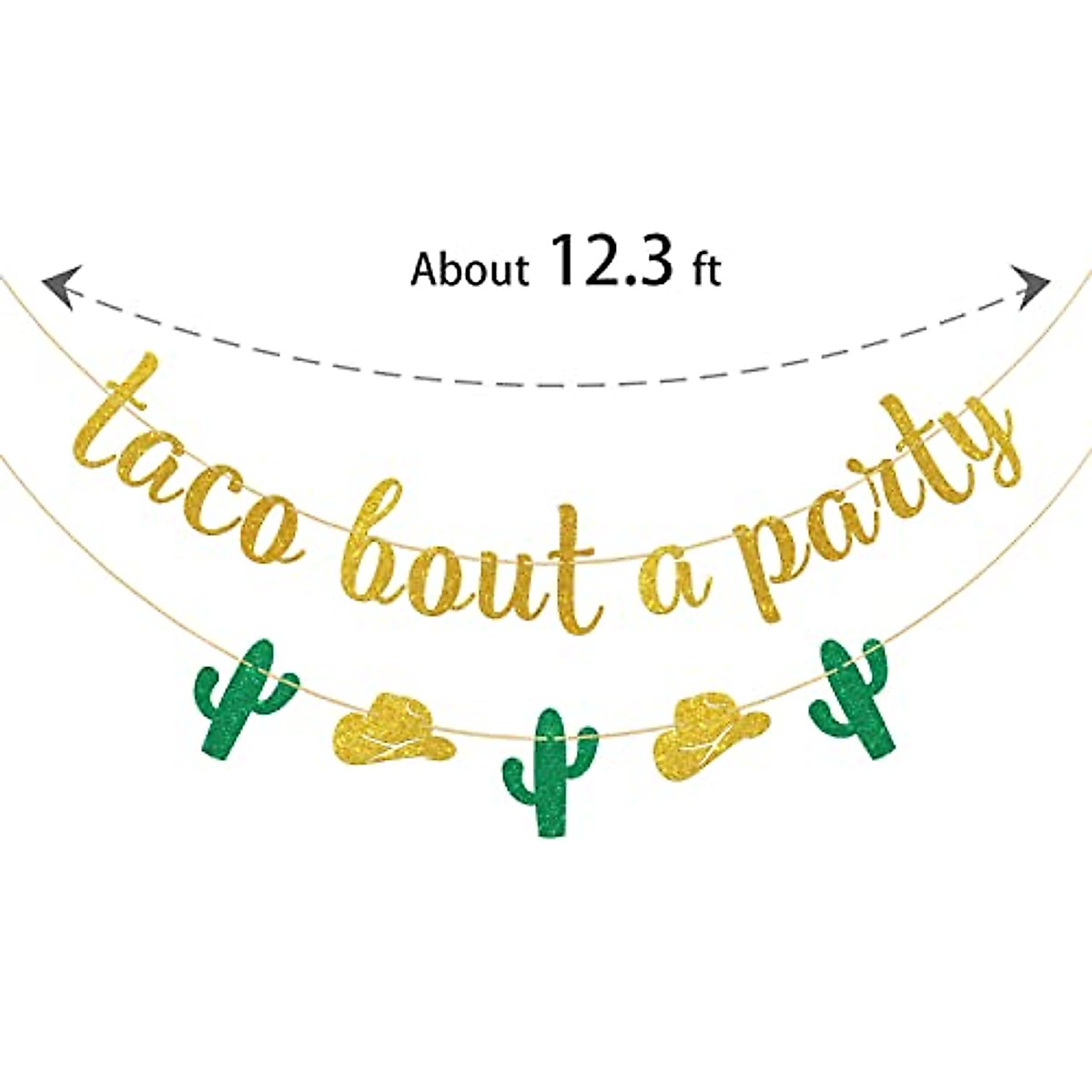 Dalaber Gold Glitter Taco Bout a Party Banner - Mexican Fiesta Theme Party Decoration Supplies - Bachelorette/Bridal Shower/Wedding/Graduation/Retirement/Birthday Party Decors Banner