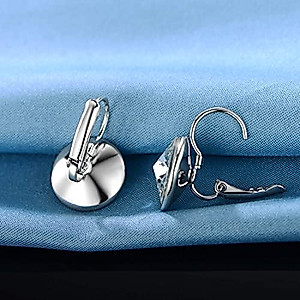 Crystals Elements Bella Drop Earrings Round for Women 18K White Gold Plated Hypoallergenic Earrings Jewelry White Crystals