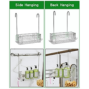QIHS Shower Caddy Hanging Hanging Bathroom Door Organizer Shampoo Holder Shower Armpit Swivel Arm With 2 Storage Hooks, 304 Stainless Steel Rust Resistant