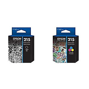 Epson T215 -Ink Standard Capacity Black -Cartridge (T215120-S) for Select Workforce Printers & EPSON T215 -Ink Standard Capacity Tricolor -Cartridge (T215530-S) for Select Workforce Printers