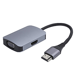 HDMI to VGA with Audio Adapter, 4 in 1 HDMI Converter o HDMIVGAMicro USB+3.5mm Audio Adapter Docking Station, Compatible for Computer, Desktop, Laptop, PC, Monitor, Projector,