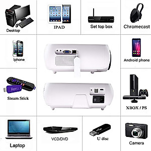 Gzunelic 16000 lux / 650 ANSI Lumens Solid Native 1080p LED Video Projector ± 50° 4D Keystone X / Y Zoom 10000:1 Contrast Full HD Home Theater Lcd Proyector Built in Stereo Sound Box