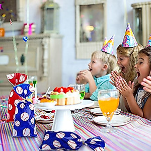 100 Pieces Baseball Party Treat Bags Baseball Cellophane Bags Baseball Candy Bag with 100 Pieces Gold Twist Ties for Chocolate Candy Snacks Cookies Birthday Party Supplier, 10.8 x 5 Inch, 2 Colors