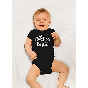 CBTwear Auntie's Bestie Baby Bodysuit Funny Infant Outfit Cute Newborn Clothes Boy Girl Clothing (Newborn, Black)