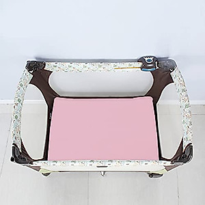 Pack and Play Sheets and Waterproof Pack n Play Mattress Protector Pad Cover 4 Pack Set, Ultra Soft Pack n Play Mattresses Sheets Compatible with Graco Pack n Play, Grey&Pink