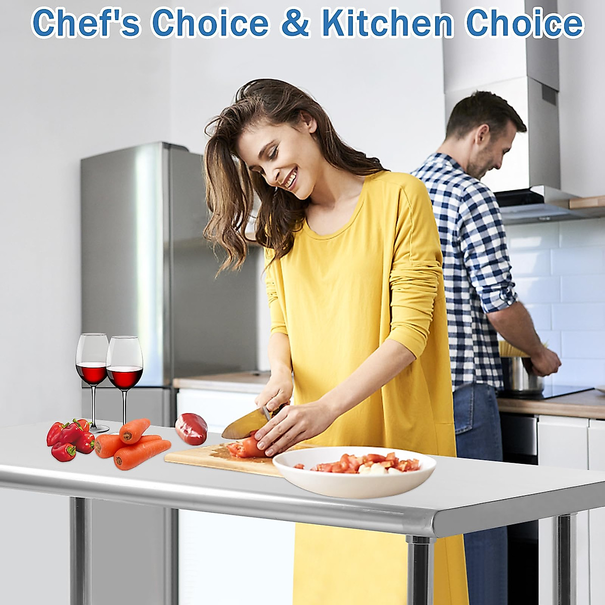 Hudada 24inch x 60inch Stainless Steel Kitchen Work Table Food Prep Table NSF Commercial Worktable Adjustable Table Foot Duty Metal Table Scratch Resistent Antirust Restaurant Kitchen, 24 x 60 inch