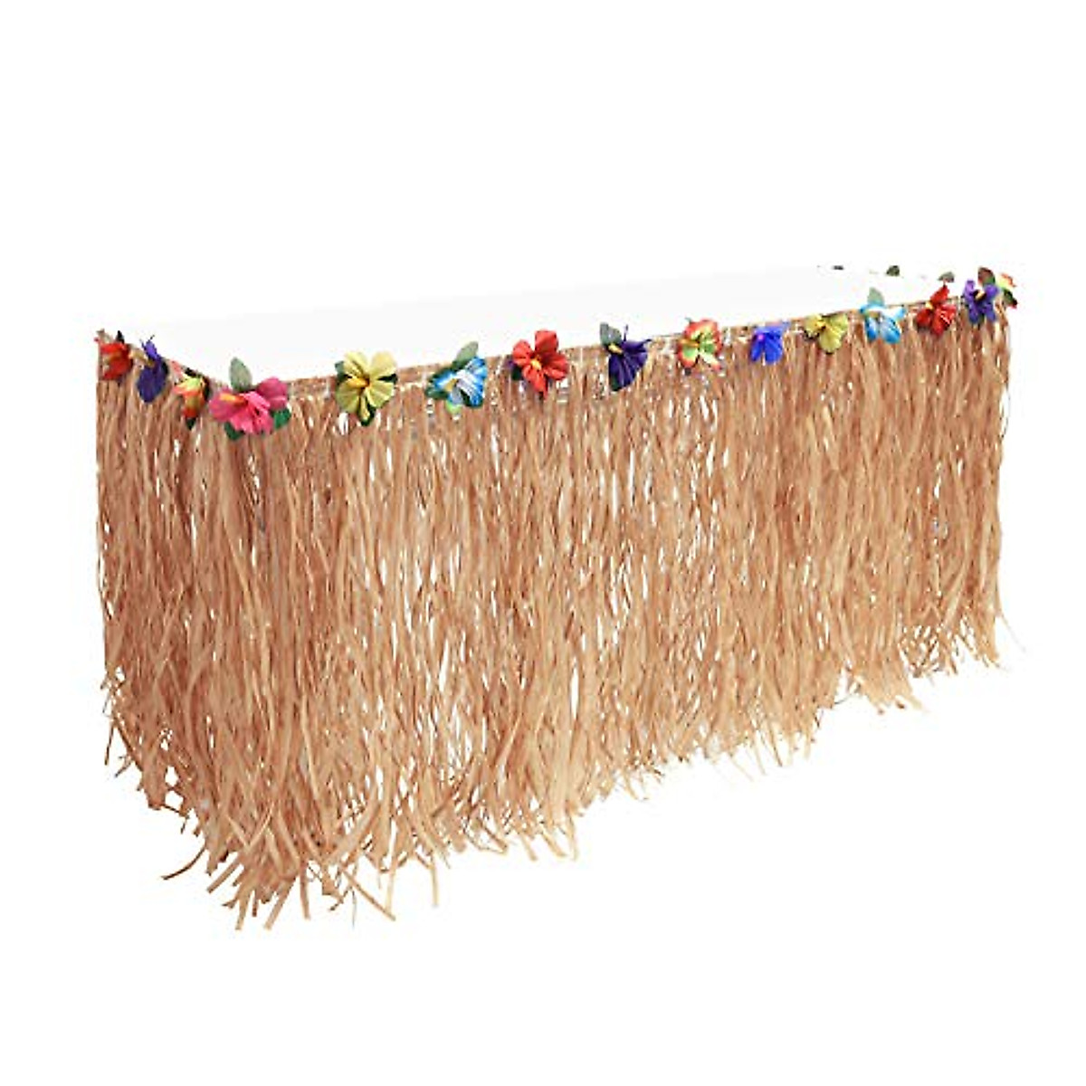 9ft Luau Grass Table Skirt Hawaiian Table Skirt for Luau Party Decorations Supplies Hula Tiki Bar Decorations Luau Table Cloths for Tropical Hawaiian Party Decorations Moana Birthday Party Decorations