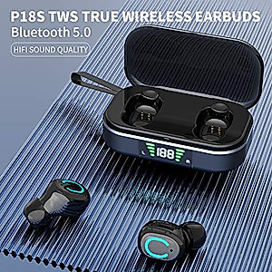Elrigs Bluetooth 5.0 True Wireless Earbuds with Charging Case for iPhone Android, 28H Playtime, IPX5 Waterproof, TWS Stereo Headphones with mic, in-Ear Earphones Headset with LED Display…