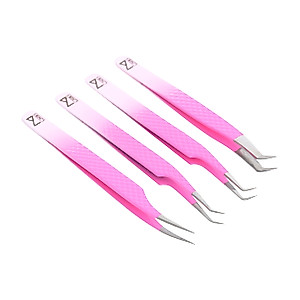 M LASH - V3 Tweezer Set Diamond Grip NANO Fiber Tip - Volume & Classic Eyelash Extensions - Japanese Steel Lash Tool (PW-Ombre)
