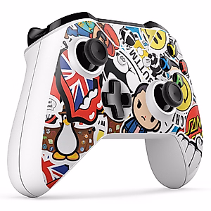 GNG Stickerbomb Skin Decal Sticker Compatible with Xbox One S Console + 2 Controller Skins