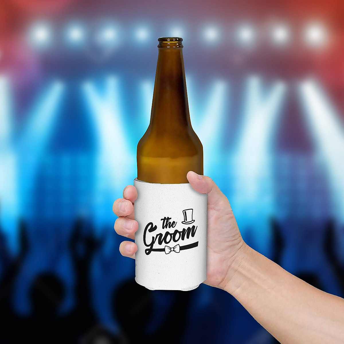 Shop4Ever The Groom and The Groom’s Crew Bow Tie Top Hat Can Coolie ~ Wedding Bachelor Party Beer Can Sleeve Coolers ~ (Crew Hat, 6 Pk)