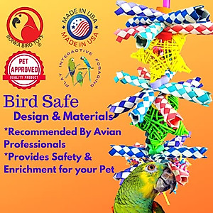 Bonka Bird Toys 1586 Duo Foraging Star Vine Colorful Preening Shredding Chew Parrot Parrotlet, Quaker, Cockatiel, Cockatoo, African Grey, and Similar pet Birds