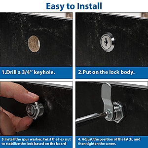 goldenwarm Keyed Alike, Cabinet Cam Lock 1-1/8 Inch File Cabinet Lock Drawer Locks with Keys Cam Lock for Toolbox Mailbox Lock and Key, Zinc Alloy, 1 Pack