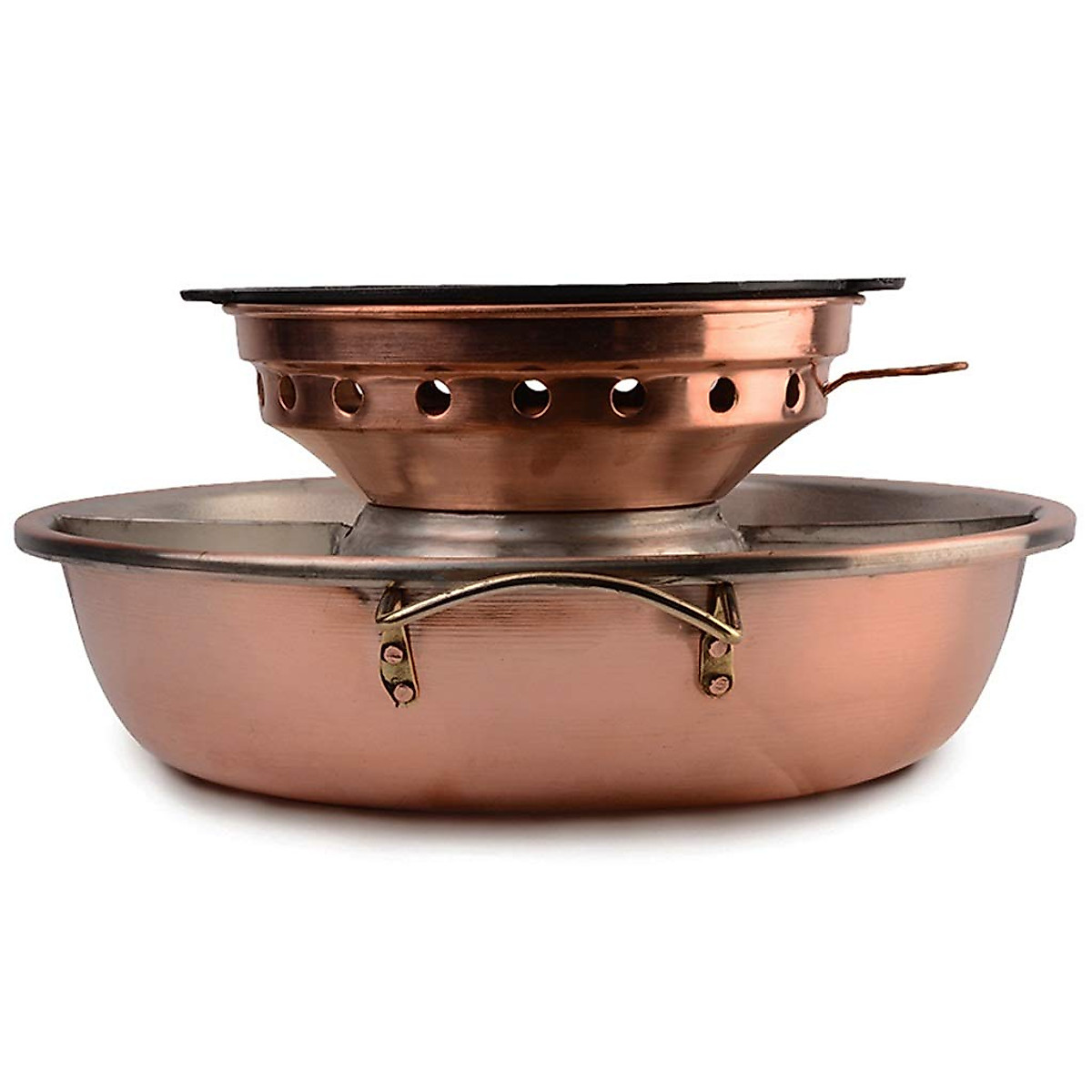 Chafing Dishes Large Pots For Cooking Gas Grilled One-piece Copper Hot Pot Kitchen Thickened Copper Charcoal Tableware Multifunctional Pot Gift (Color : B, Size : 32cm)