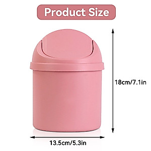HERCHR Plastic Mini Swing Lid Trash Can, Pink, 6"