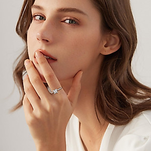 Ladylike Princess Cut Moissanite Engagement Ring for Women, 1ct Sterling Silver Solitaire Engagement Ring, 18K White Gold Plated D Color VVS1 Lab Created Diamond Rings, Size 7