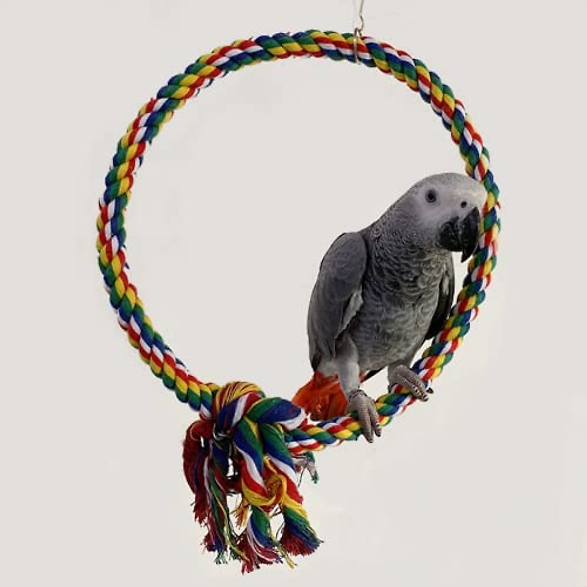 Barn Eleven Bird Swing Perch Cotton Rope Ring Toy Colorful Bird Cage Perches Bite Resistance Perches Toy Suits for African Grey Cockatoos Amazon Parrots Mini Macaws Large Medium Parrot Birds