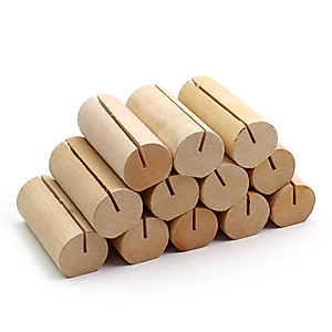 LC LICTOP 2.24" Wood Place Card Holders Cylinder Table Number Stands 12PCS (2.24"x0.94"x0.86")
