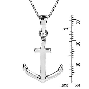 AeraVida Nautical Anchor Cross of Hope .925 Sterling Silver Pendant Necklace