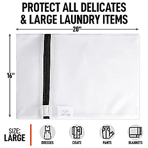 Zulay Home 3 Pack Mesh Laundry Bags for Delicates - Reusable Mesh Laundry Bags for Washing Machine - Laundry Bags Mesh Wash Bags For Underwear, Lingerie Stockings, Bra, Socks (3 Large)