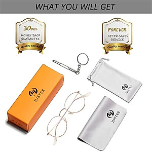 HJSTES Round Blue Light Glasses for Women Men Retro Circle Clear Lens Metal Frame Eyeglasses (Rose Gold)