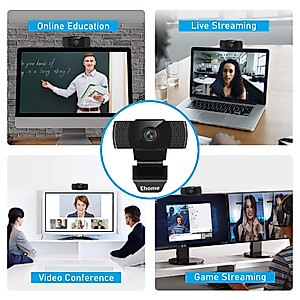 Ehome Webcam with Microphone, 1080P USB 2.0 Noise-Cancelling Web Camera Plug and Play Rotatable Laptop Web Cam for Desktop PC Video Calling Online Class Conferencing Streaming Recording Gaming