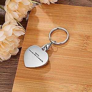 Nauchild Photo Keychain Personalized Heart Key Chain with Engraving Text/Name/Date Anniversary Keychain for Women/Men (silver 1)