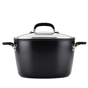 KitchenAid Hard Anodized Nonstick Stockpot with Lid, 8 Quart, Onyx Black