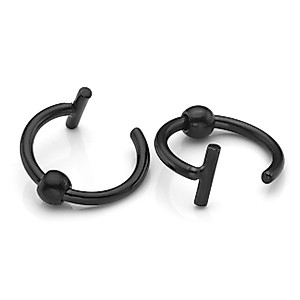 Jovivi 2 pairs 16g Stainless Steel Fake Lip Ear Nose Stud Ring Clip On Cartilage Non Piercing Rings Hoop Gothic
