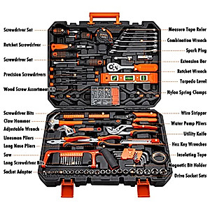 CARTMAN Socket Wrench Auto Repair Tool Combination Package Mixed General Household Hand Tool Set Tool Kit with Plastic Toolbox Storage Case