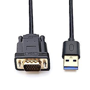 Herfair USB to VGA Adapter for Monitor 3FT USB 3.0 to 15Pin D-sub Converter Cable 1080P Video Display Cord Supported Mac OS/Windows 10/8/7 Systems Only (3.2FT, Require Driver Installed)