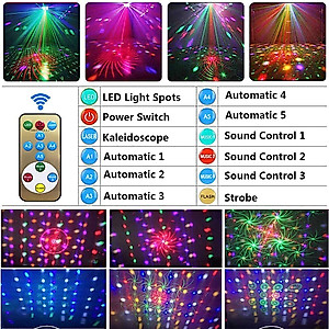 Party Lights DJ Disco Lights SUPERNAL Sound Activated LED Strobe Effect Projector Stage Lights with Remote Control for Wedding Birthday Christmas Karaoke Dance Concert