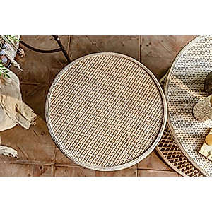 Gexpusm Round Rattan Coffee Table, Rattan Round Table Art Reception Living Room Table for Indoor and Patio(Contains Coffee Table only)