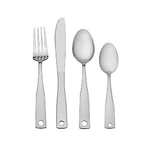 Pfaltzgraff Piccadilly 24 Piece Flatware Set with Wire Caddy, Service For 6, Stainless Steel