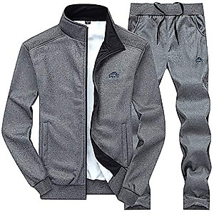 Gopune Men's Tracksuit Athletic Sports Casual Full Zip Sweatsuitr (Deep grey3,XL)
