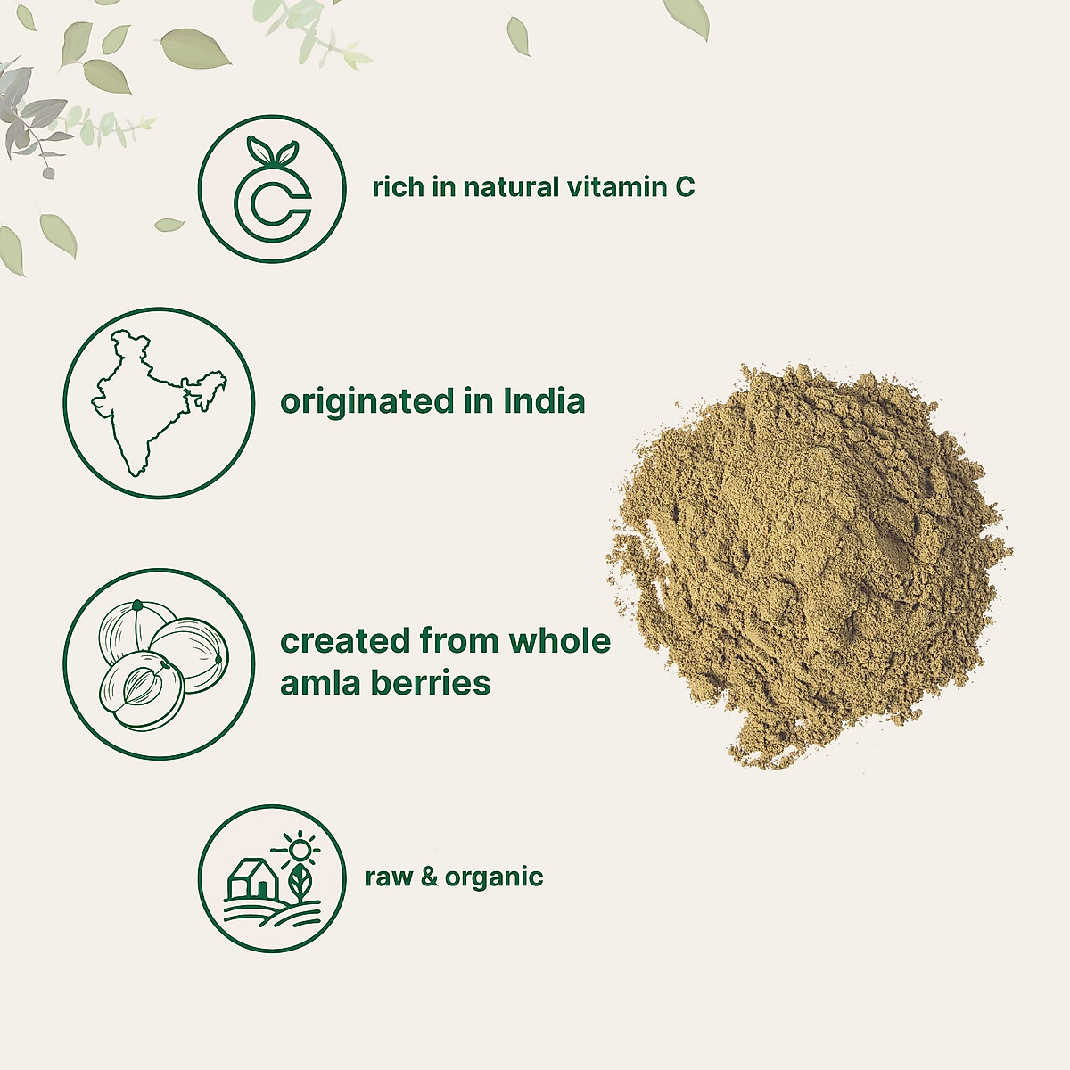 Organic Amla Powder (Amalaki) | 32oz, India Origin Gooseberry Powder | Rich in Vitamin C, Antioxidants, Supports Immune, Digestive & Skin Health, Non-GMO, Vegan & Keto Friendly