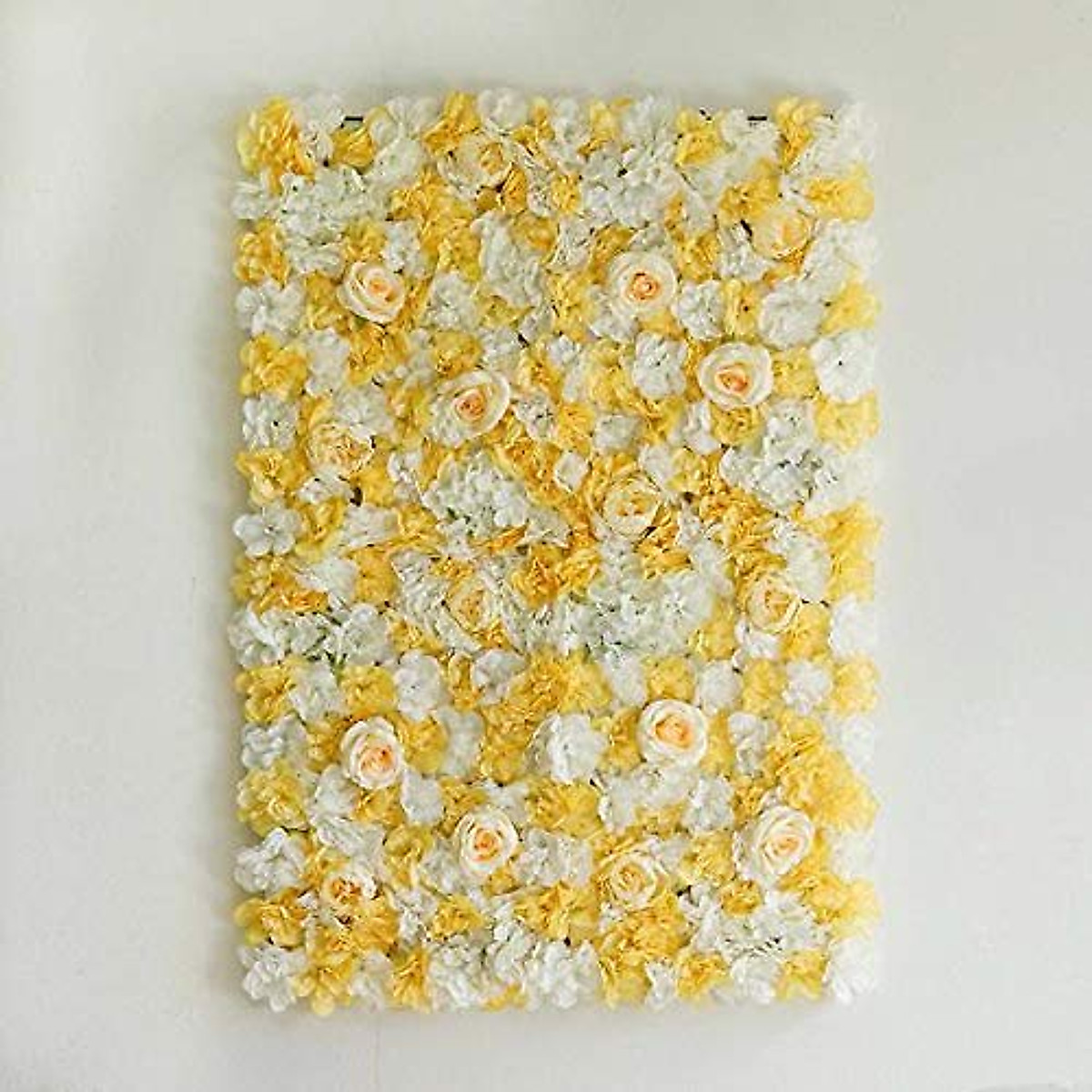 Tableclothsfactory 13 Sq ft. | 4 Panels UV Protected Lifelike Assorted Silk Flower Wall Mats Panel Photo Booth Garden - White | Champagne