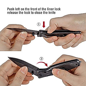 Mossy Oak Folding Pocket Knife - 7 inch EDC Stainless Steel Drop Point Blade Knife - Multi-Functional Tool with Bottle Opener - Liner Lock Handle (Black Stone Wash)