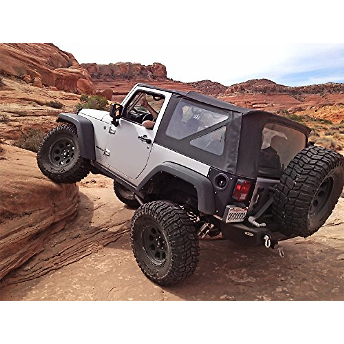 Smittybilt Replacement Soft Top with Tinted Windows and No Upper Doors (Black Diamond) - 9075235