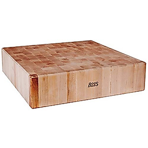 John Boos Block BB01 Classic Reversible Maple Wood End Grain Chopping Block, 24 Inches x 24 Inches x 6 Inches